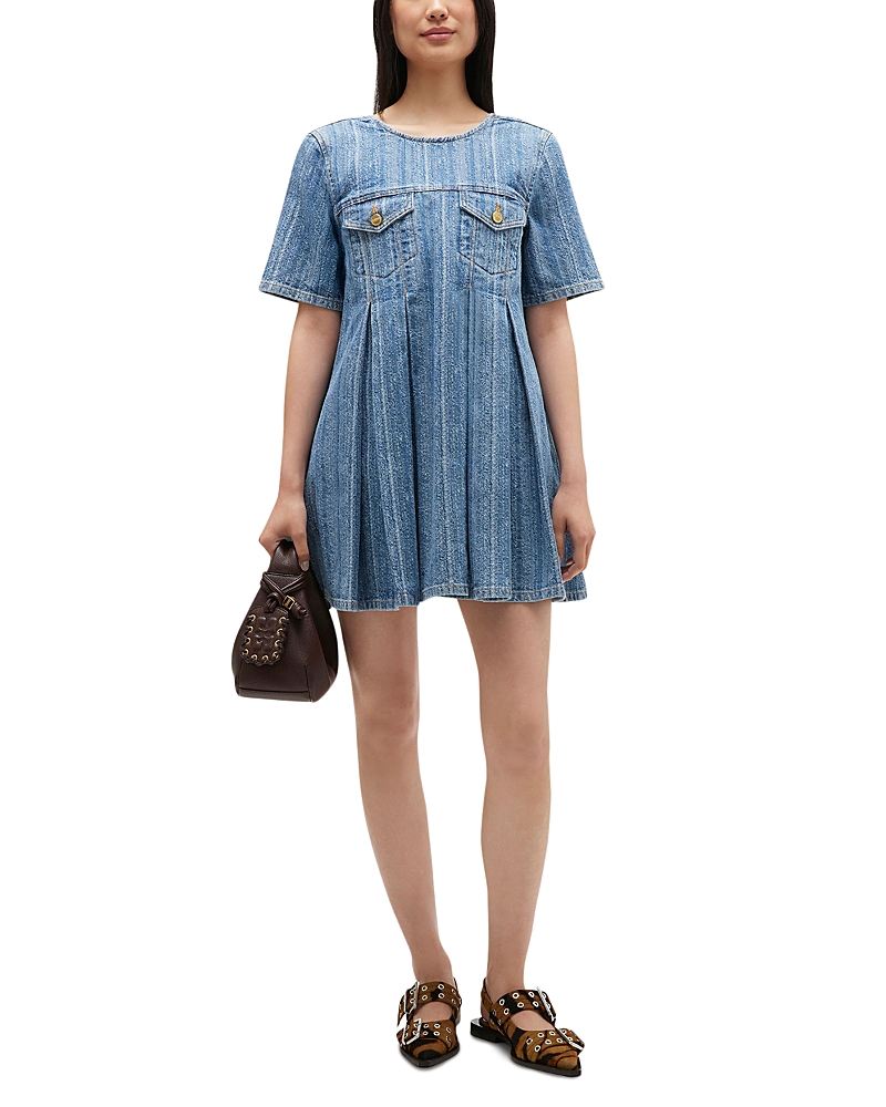 GANNI Pleated Denim Mini Dress